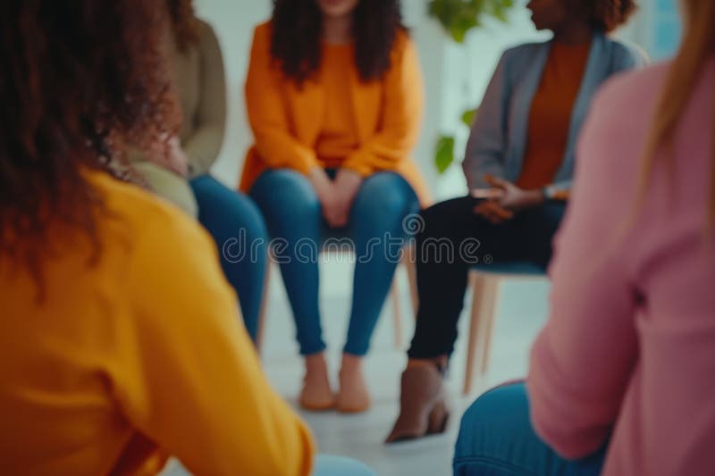 Diverse Group Therapy Session in Progress with Individuals Seated in ...