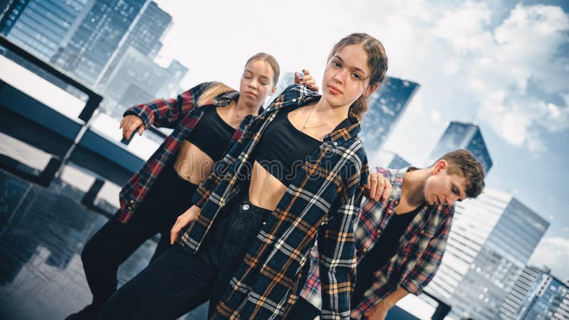 Diverse Group of Three Professional Dancers Performing a Slow ...