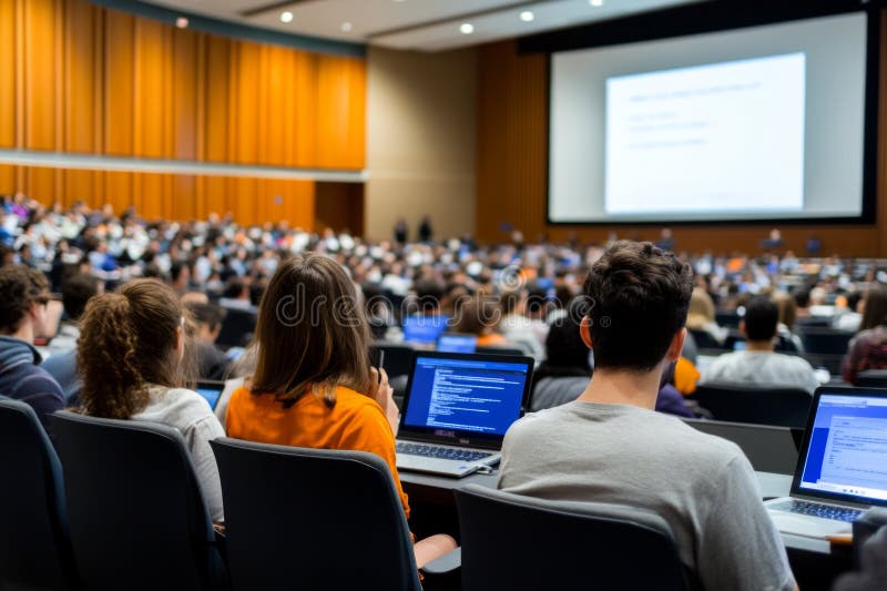 A Diverse Group of University Students (ages 18-25) Attend a Lecture in ...
