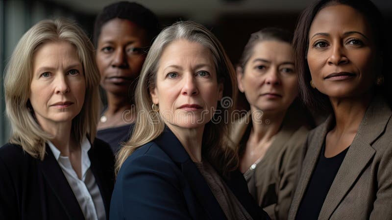 Diverse Group of Women in Their Fifties Working in an Office. Stock ...