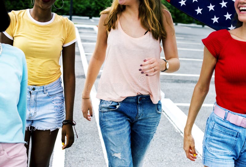 A Diverse Group of Women Walking Together Stock Image - Image of ...