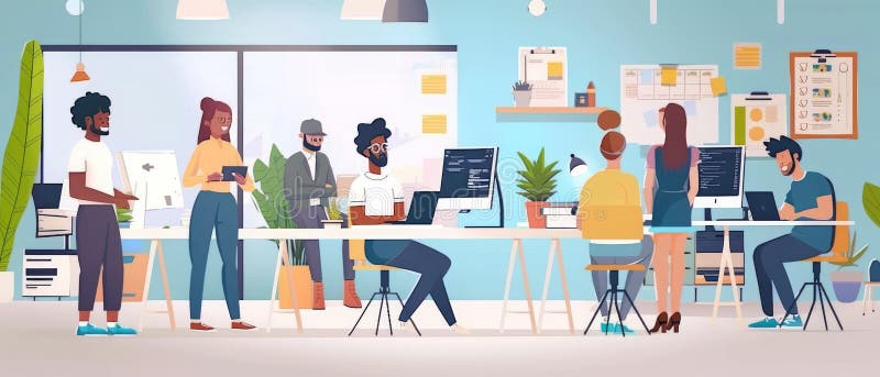 Diverse Group of Young Investors, Workers, Developers Working on ...