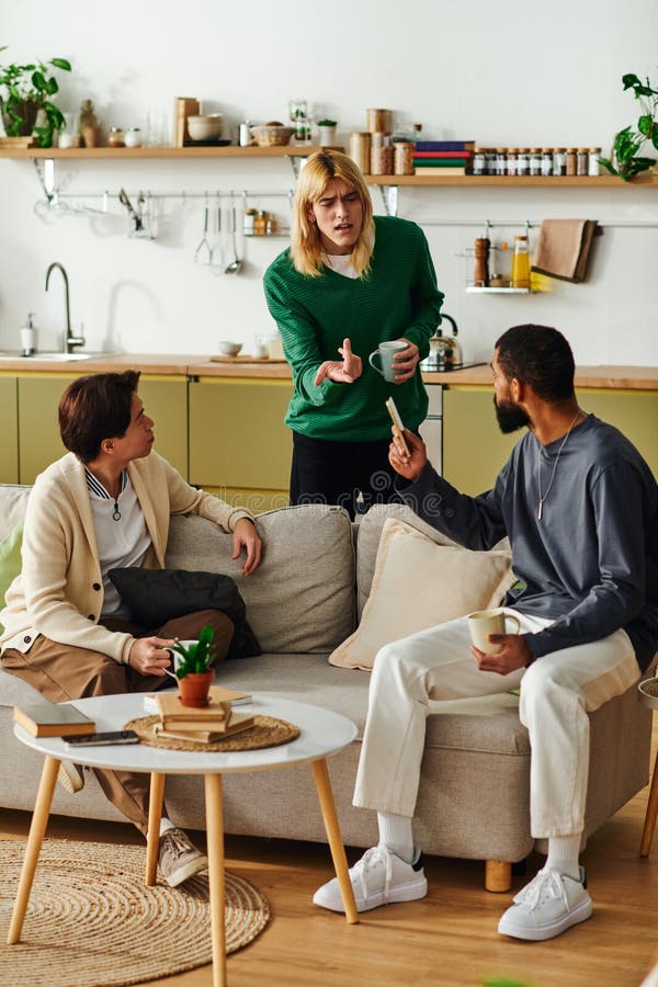 Diverse Group of Young Men Engage Stock Photo - Image of relaxation ...