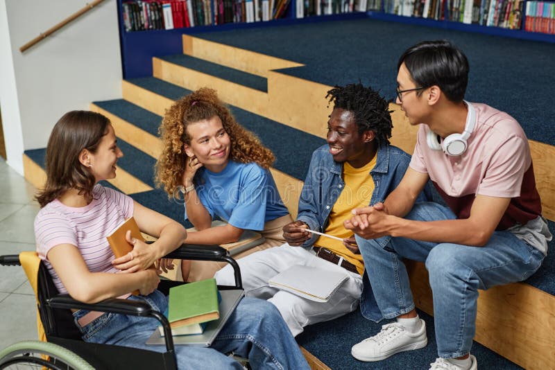 Group Study in Library stock image. Image of young, inclusive - 254311757