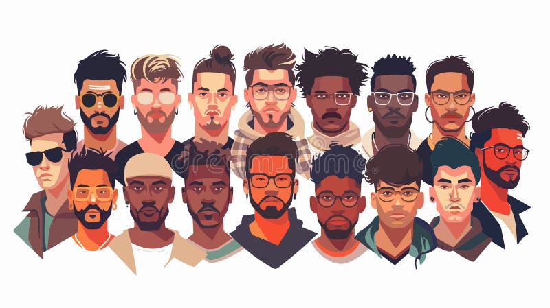 Diverse Group of Young People in Portrait Stock Vector - Illustration ...