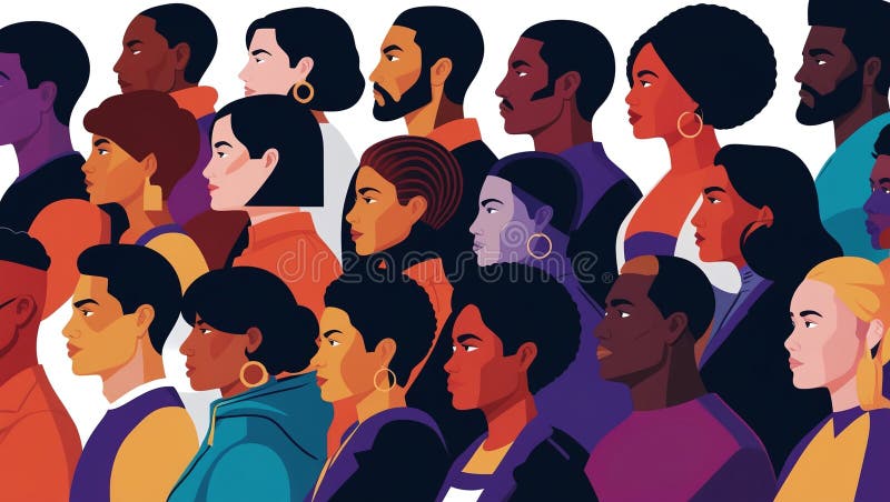 Diverse Group of Young People in Profile, Inclusion of Ethnicities and ...