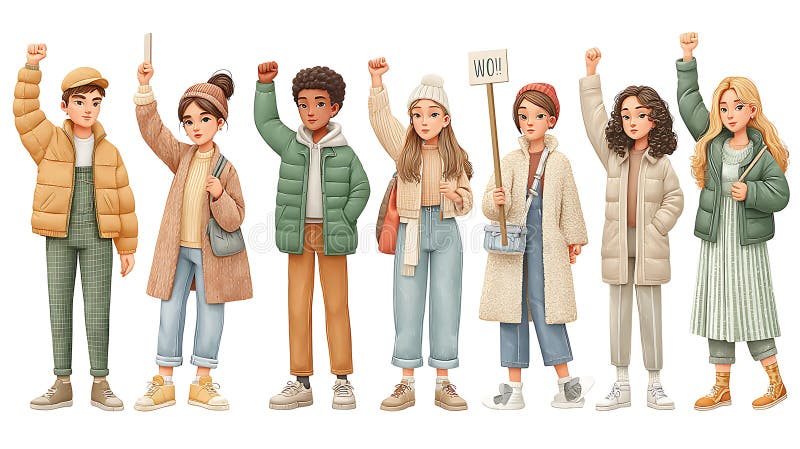 Diverse Group of Young People Raising Hands in Peaceful Protest ...