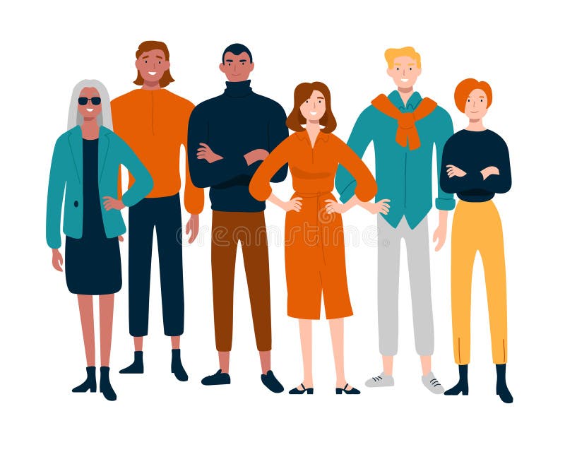 Diverse Group of Young People Together Portrait Stock Vector ...