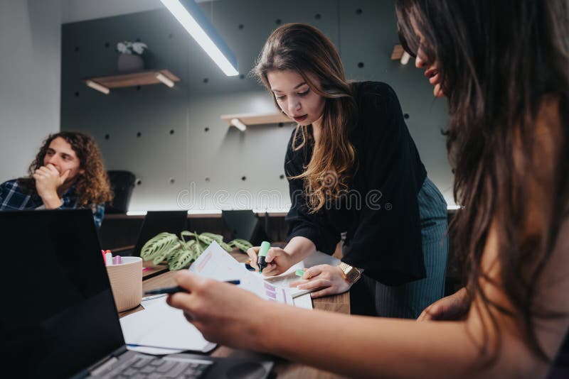 Young Professionals Collaborating on a Project in a Modern Office ...