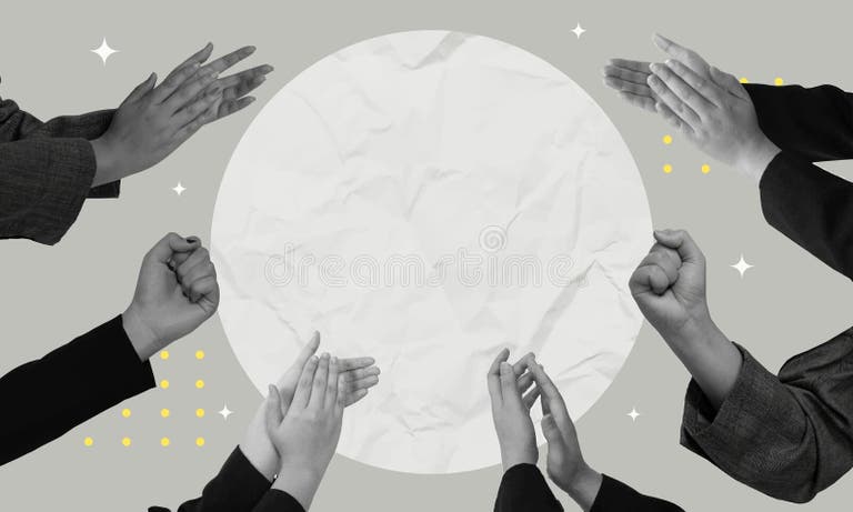 Diverse Hands Clapping in Collage Design for Teamwork and Celebration ...
