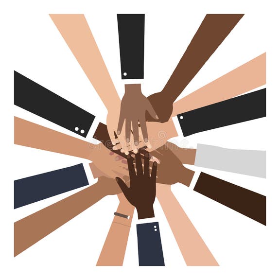 Diverse Hands Coming Together Symbolizing Unity and Collaboration in ...