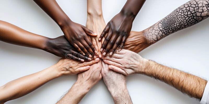 Diverse Hands Coming Together in Unity To Symbolize Collaboration and ...