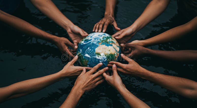 United Hands Protecting Our Shared Planet Earth Stock Illustration ...