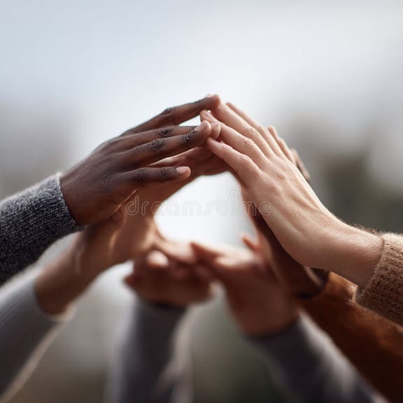 Diverse Hands Form a Supportive Structure. Symbolizes Unity, Teamwork ...