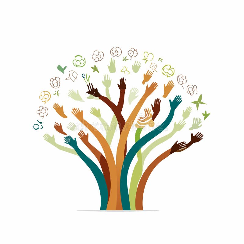 Diverse Hands Forming a Community Tree of Growth Stock Image ...