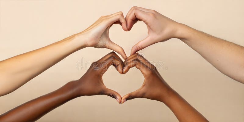 Diverse Hands Forming a Heart Shape, Representing Unity and Love Stock ...