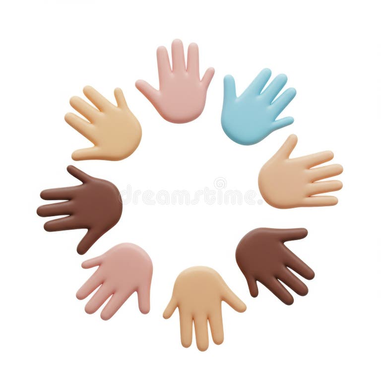 Diverse Hands Forming a Unity Circle Stock Illustration - Illustration ...