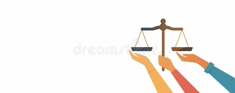 Diverse Hands Holding a Balanced Scale, Morality and Justice, Flat ...