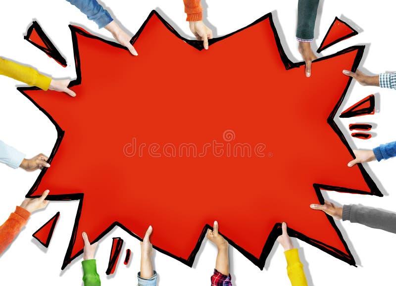 Diverse Hands Holding Exploding Symbol Stock Illustration ...
