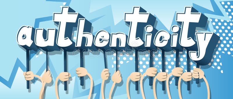 Hands Holding the Word Authenticity. Stock Vector - Illustration of ...