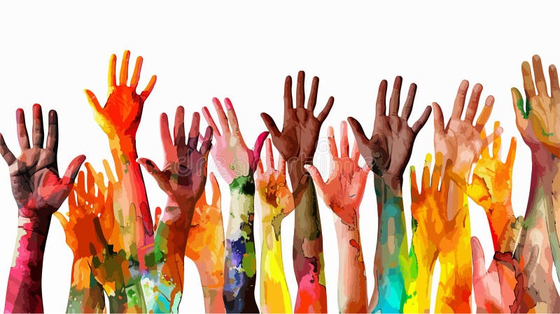 Diverse Hands Holding Together in Unity and Collaboration Stock Vector ...