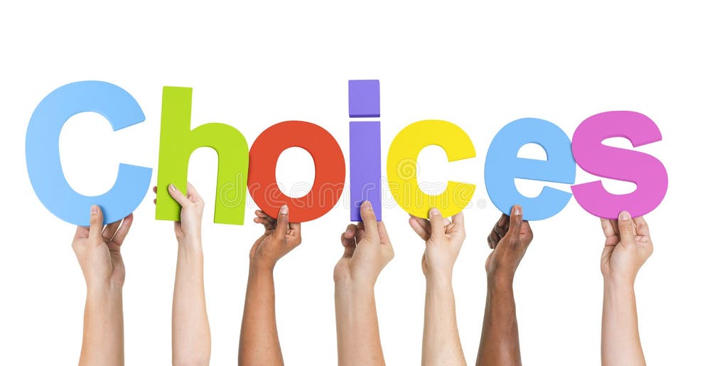 Diverse Hands Holding the Word Choices Stock Photo - Image of health ...
