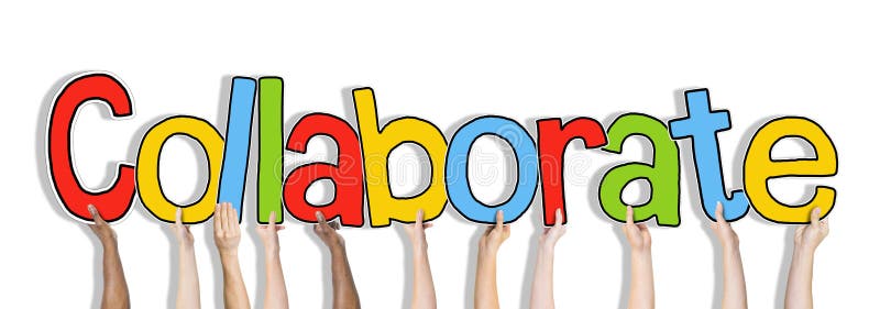 Diverse Hands Holding the Word Collaborate Stock Photo - Image of ...