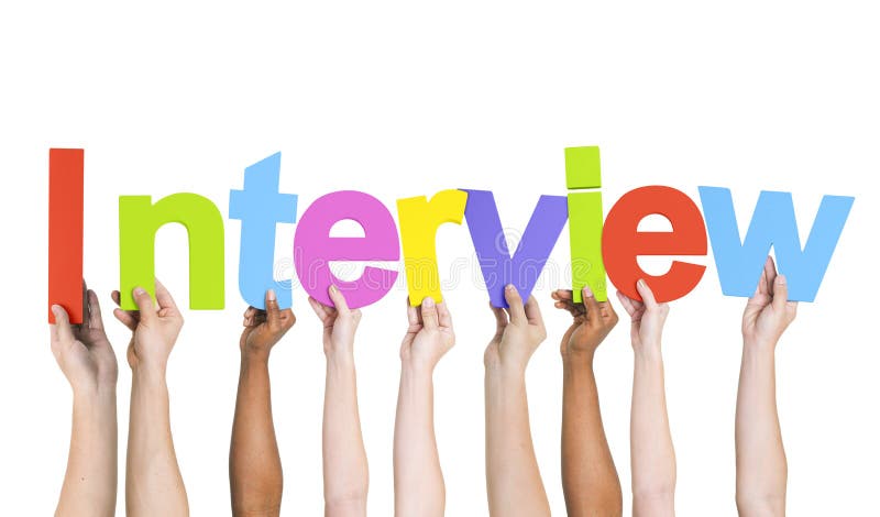 Diverse Hands Holding the Word Interview Stock Photo - Image of hands ...