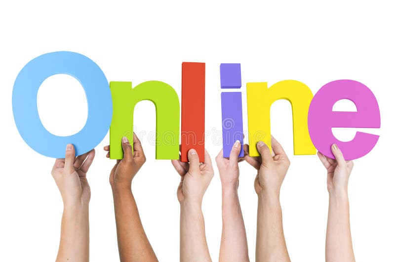 Diverse Hands Holding Word Online Stock Photos - Free & Royalty-Free ...