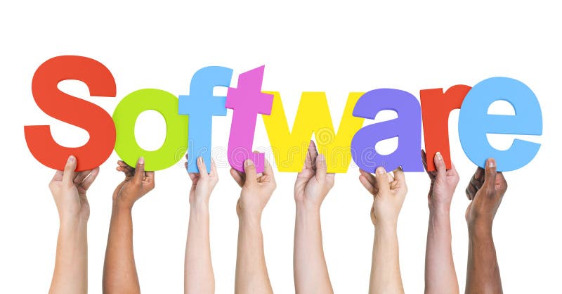Software with Related Word Cloud Stock Image - Image of software ...
