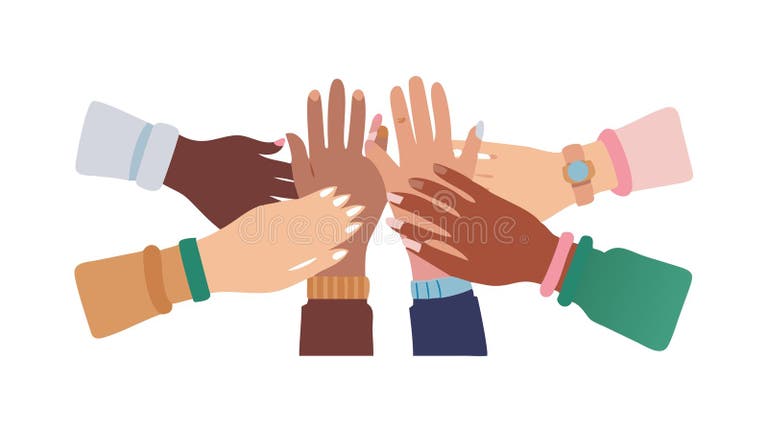 Diverse Hands Joined, Symbol of Unity and Teamwork, Vector Design ...