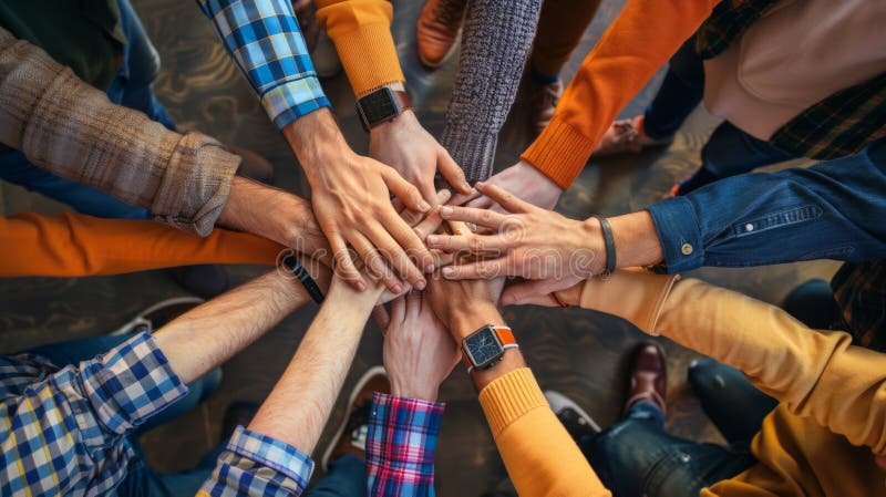 The Circle of United Hands.AI Generated Image Stock Photo - Image of ...