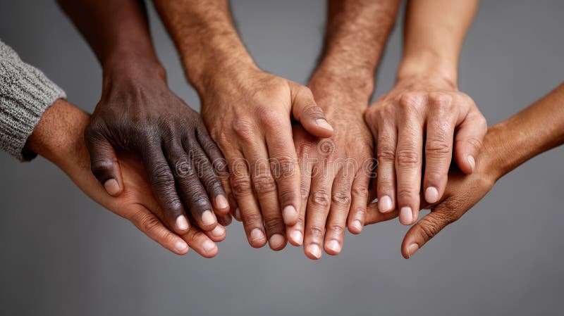 Diverse Hands Joined Together in Unity and Support Stock Illustration ...