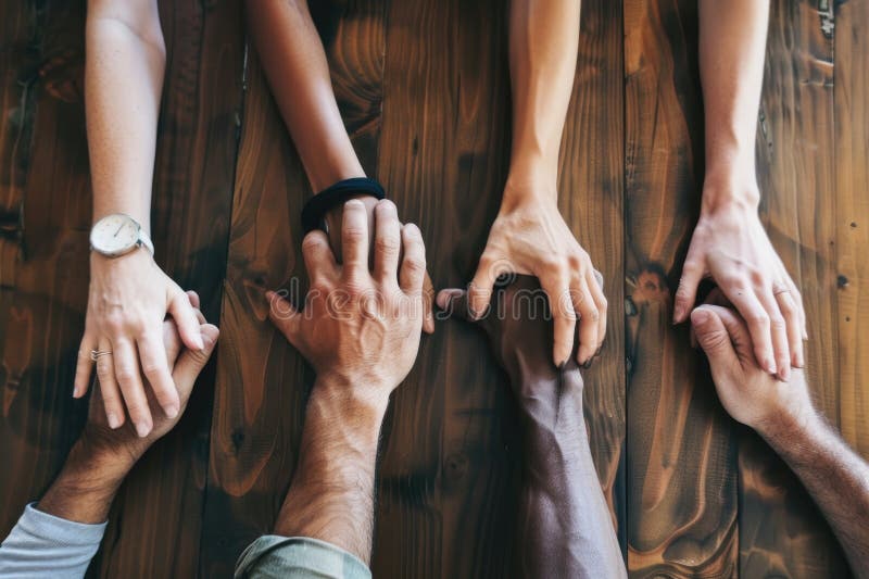 Diverse Hands Joined Together in Unity and Teamwork Stock Photo - Image ...