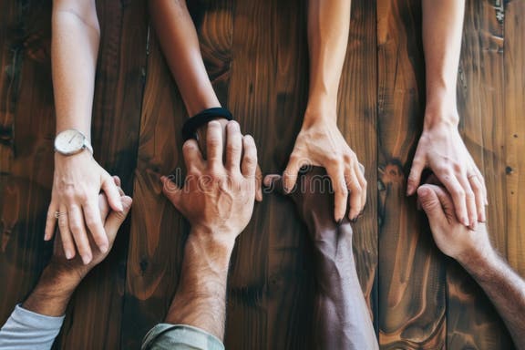 Diverse Hands Joined Together in Unity and Teamwork Stock Photo - Image ...