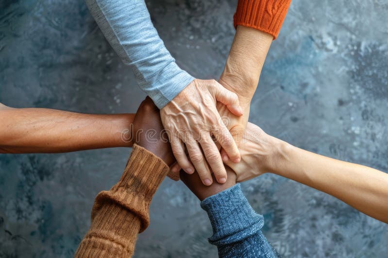 Diverse Hands Joined Together in Unity and Teamwork Stock Image - Image ...