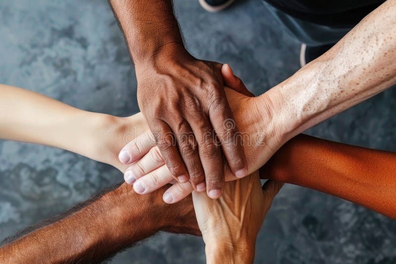 Diverse Hands Joined Together in Unity and Teamwork Stock Image - Image ...
