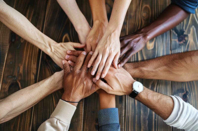 Diverse Hands Joined Together in Unity and Teamwork Stock Image - Image ...