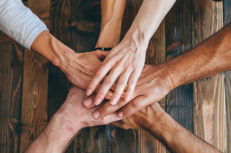 Diverse Hands Joined Together in Unity and Teamwork Stock Image - Image ...