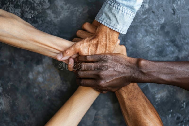 Diverse Hands Joined Together in Unity and Teamwork Stock Photo - Image ...