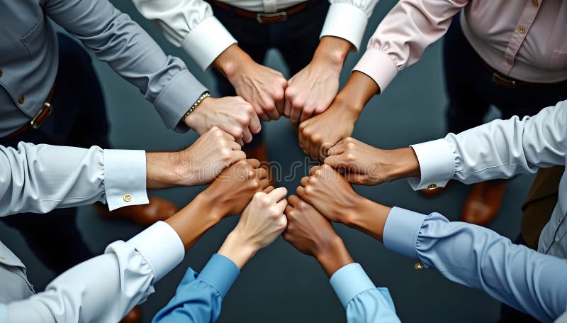 Diverse Hands Joining in a Circle, Unity in Business, Multicultural ...