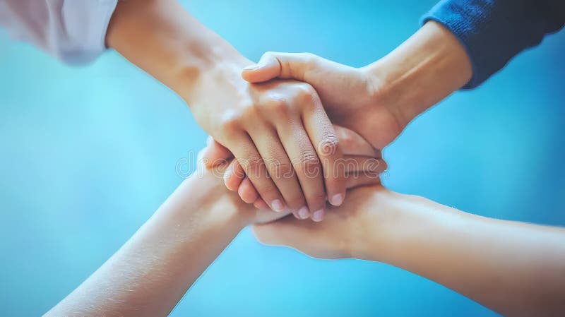 Diverse Hands Joining Together in Unity and Support. Stock Photo ...