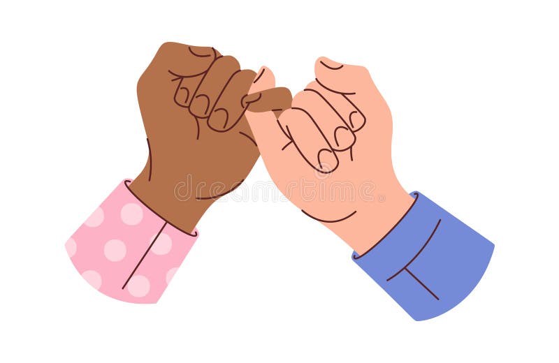 Diverse Hands Pinky Reconciliation Gesture Stock Illustration ...