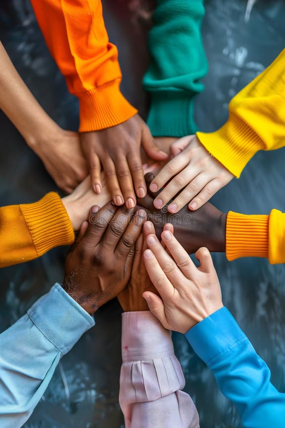 Group of Diverse Hands Together Showcasing Unity and Teamwork Stock ...