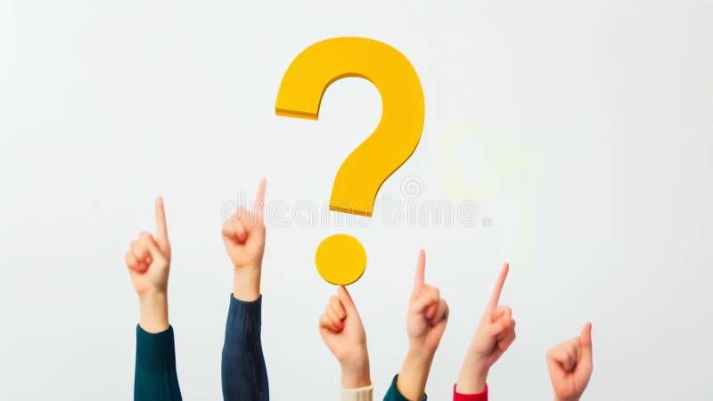 Group of People Raising Their Index Fingers Pointing at Question Mark ...