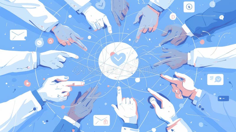Diverse Hands Pointing Towards Network Hub Symbolizes Global ...