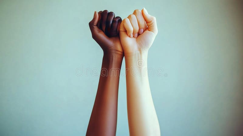 Diverse Hands Raised Together in Solidarity, Symbolizing Unity and ...