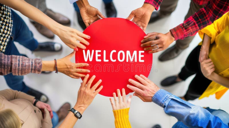 The Welcome Circle Sign.AI Generated Image Stock Photo - Image of ...