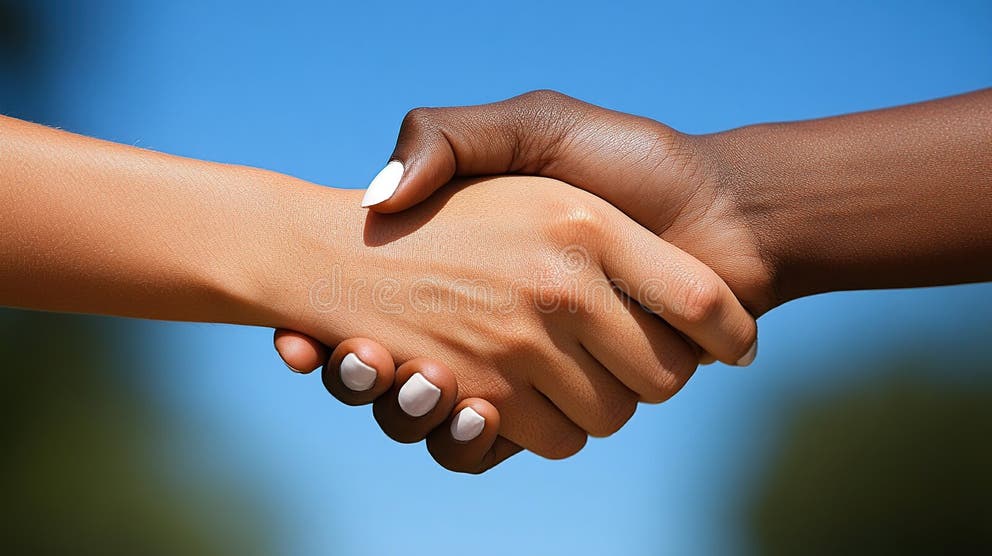 Diverse Hands Shake in Agreement. a Symbol of Partnership and Unity ...