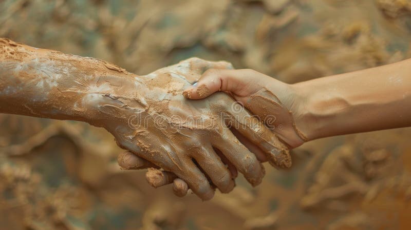 Diverse Hands Shaking with Clay-like Texture Stock Image - Image of ...